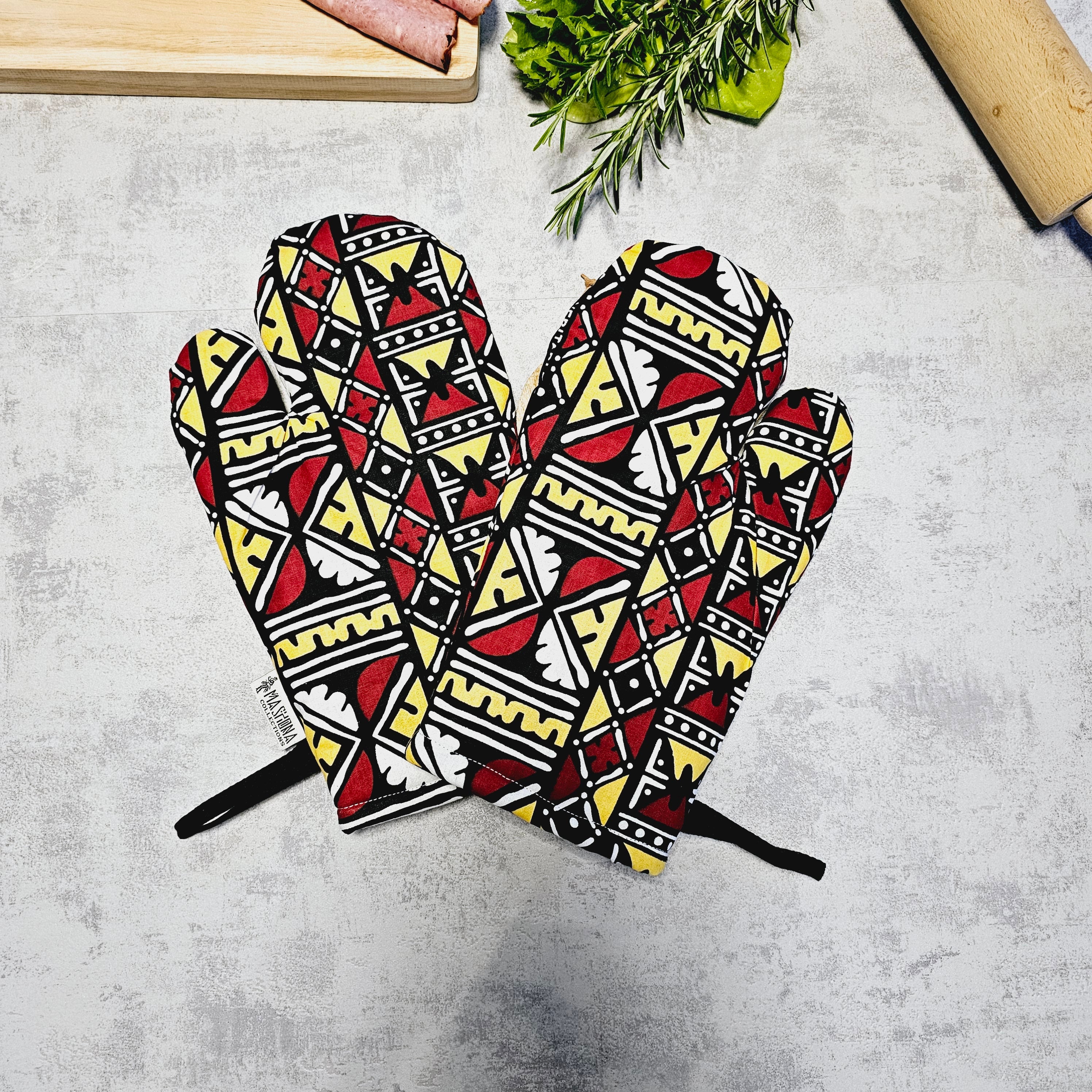 Set of 2 Oven Gloves Handmade "Mudcloth" Bogolan Print Inspired Africa ...