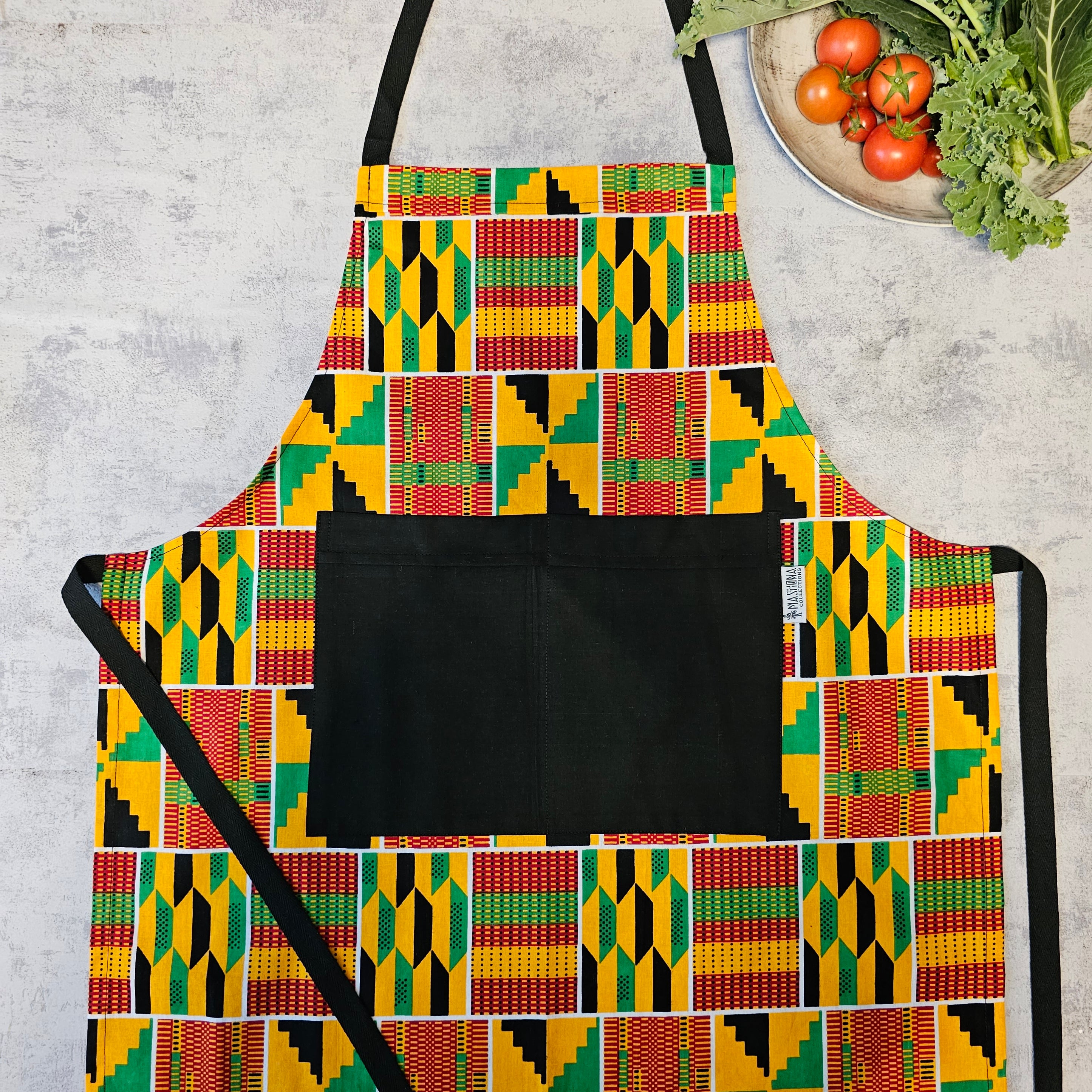 Handmade Kente Print | African Print Apron with Pocket – Mashona ...