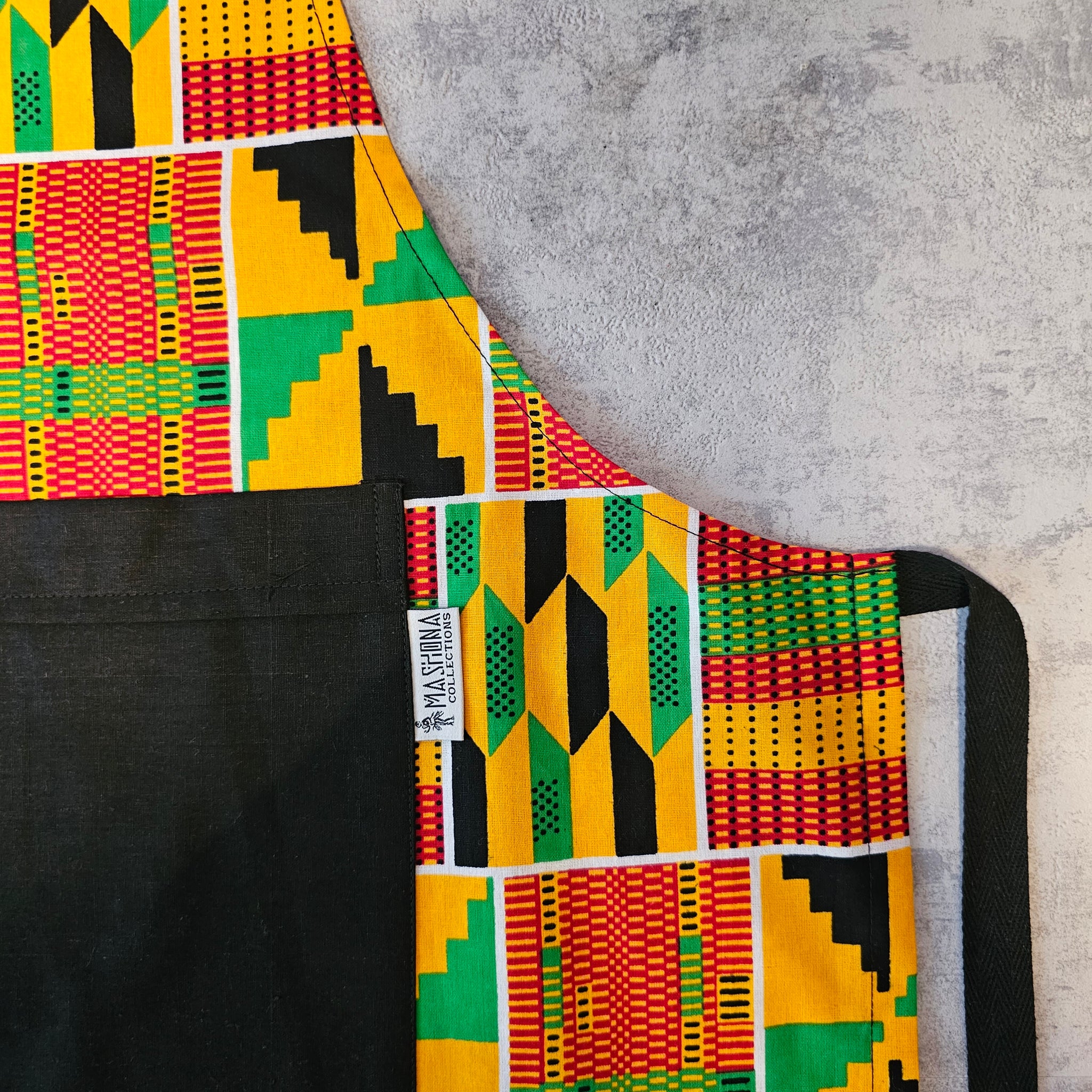 African Print Apron with Pocket | Handmade Kente Print – Mashona ...