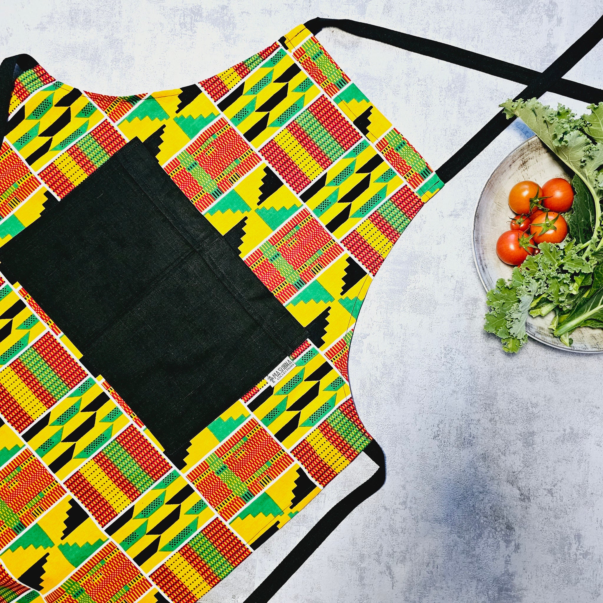 Handmade Kente Print | African Print Apron with Pocket – Mashona ...